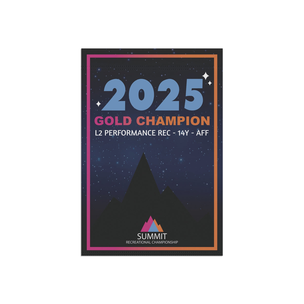 2025 Rec Summit Gold Champion Mini Banner – SubZero Cheerleading